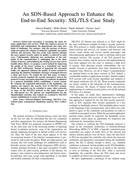 Pdf An Sdn Based Approach To Enhance The End To End Security Ssltls