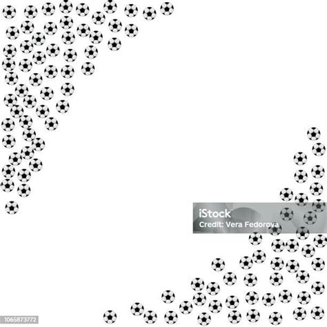 비행 축구 공 색종이 코너 프레임 텍스트 위한 공간을 가진 백색 배경에 축구 기호입니다 스포츠 대회 개념입니다 Vvector 카드 배너 포스터에 대 한 템플릿입니다 0명에