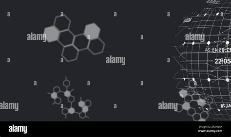 Image Of Computer Language Molecule Structures And Grid Pattern Over