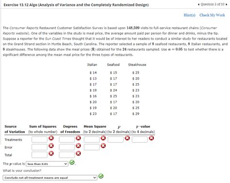 solved exercise 13 12 algo analysis of variance and the