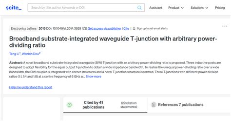 Citation Report Broadband Substrate‐integrated Waveguide T‐junction