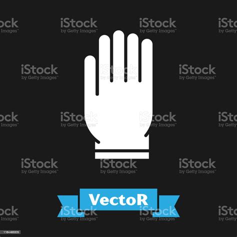 검은 색 배경에 고립 된 흰색 정원 장갑 아이콘입니다 고무 건틀릿 기호입니다 농업 손 보호 장갑 안전 벡터 일러스트레이션 가사 집안일에 대한 스톡 벡터 아트 및 기타 이미지