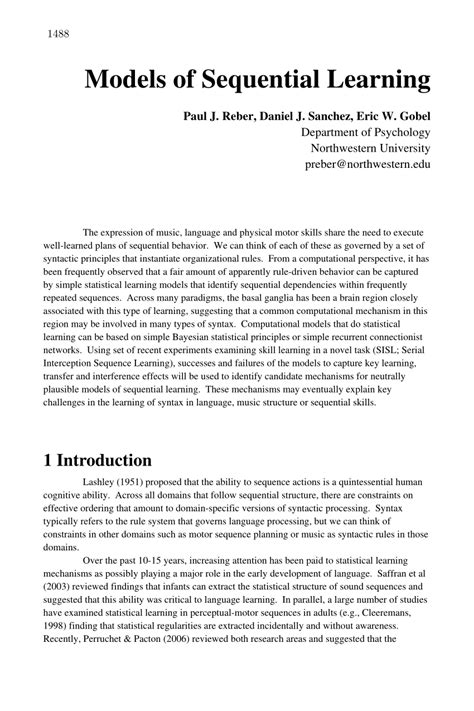 Pdf Models Of Sequential Learning