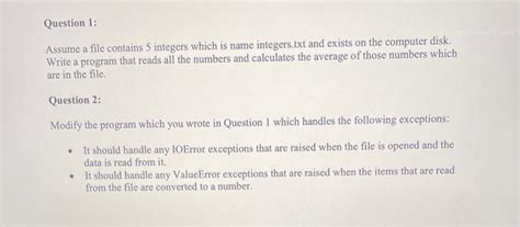Solved Question 1 Assume A File Contains 5 Integers Which