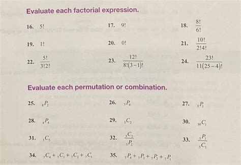 Solved Evaluate Each Factorial Expression 16 5 17 9