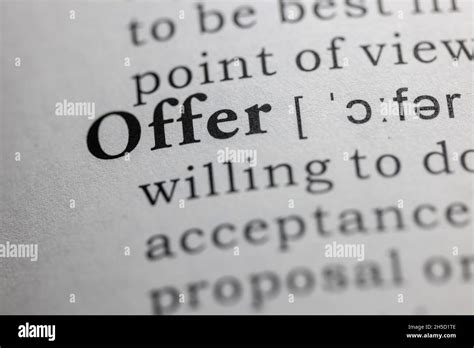 Fake Dictionary Word Dictionary Definition Of Offer Stock Photo Alamy