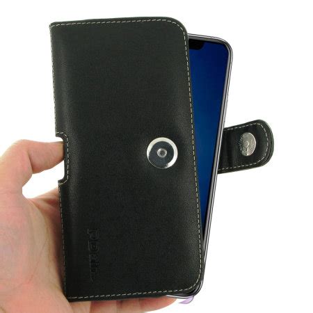 Pdair Iphone Xr Leather Horizontal Pouch Case Black