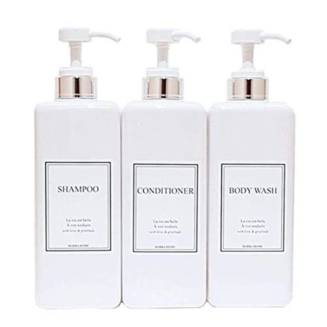 Harra Home Modern Gold Design Pump Bottle Set 27 Oz Refillable Shampoo And Conditioner Dispenser