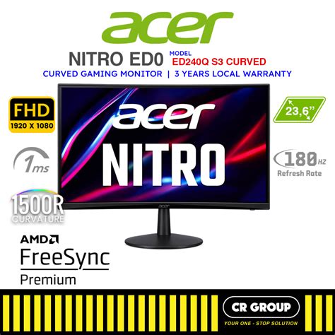 Acer Nitro Ed Series Ed Q S Full Hd Curved Monitor Hz Refresh Rate Ms
