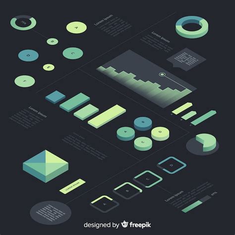 Free Vector Isometric Gradient Infographic Element Collection