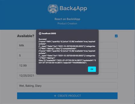 Parse Data Types In A React Component Back4app Backend