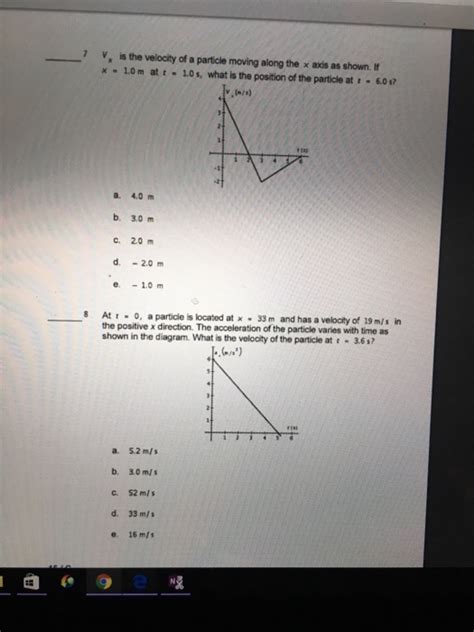 Solved V X Is The Velocity Of A Particle Moving Along The X Chegg