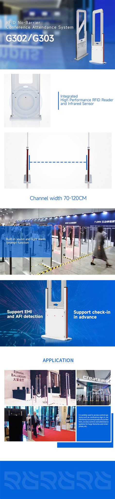 HF No Barrier Personnel Access Control RFID System With Infrared Counter Desktop RFID Reader