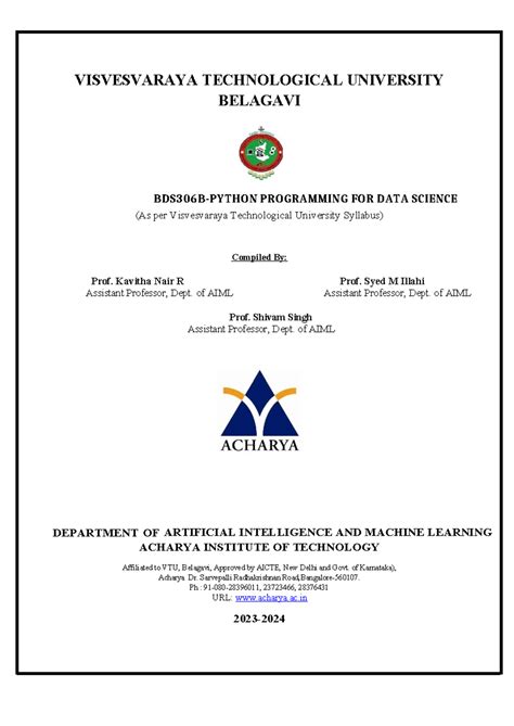 BDS B Python Programming For Data Science Lab Manual Studocu