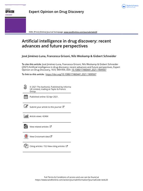 Artificial Intelligence In Drug Discovery Recent Advances And Future