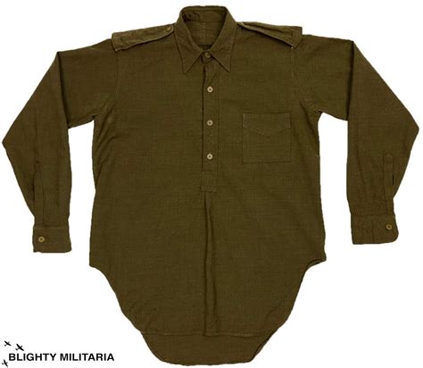 Original Ww2 British Army Officers Wool Collared Shirt