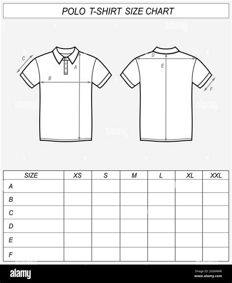 Tshirt Size Chart Polo T Shirt Front And Back Sketch Clothing Measurements Men Cad Mockup