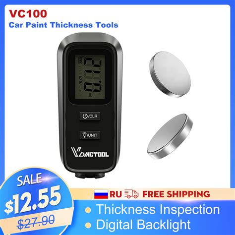 Vdiagtool Vc100 코팅 두께 게이지 디지털 백라이트 자동차 페인트 전기 도금 금속 코팅 테스터 영어 설명서두께 감지 도구 Aliexpress