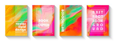 추상 적인 다색 유체 배경 디자인 세트 예술은 디자인을 다룹니다 수채화 브러시 스트로크 디자인 요소 액체 대리석 질감 창조적 인 유체 색상 배경 녹색에 대한 스톡 벡터 아트