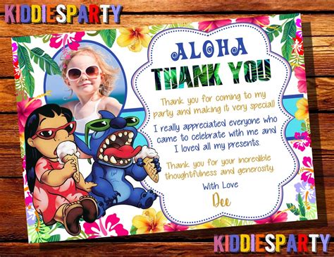 Lilo And Stitch Thank You Cardlilo And Stitch Birthdaylilo And Stitch