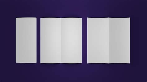 이중 접기 브로셔 빈 3d 모형 이중 접기 전면 보기 및 전면 접기 프레젠테이션 모의가 있는 후면 보기 프리미엄 사진