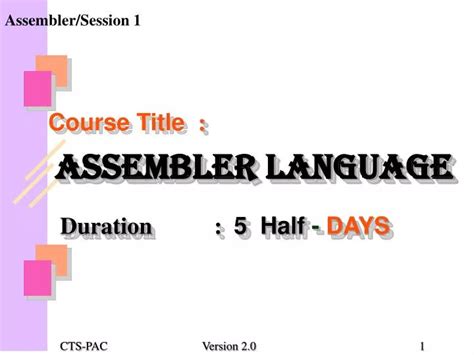 Ppt Assemblersession 1 Powerpoint Presentation Free Download Id