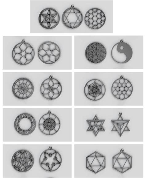 Set Of Pendants Sacred Geometry 3d Model Stl 3d Model 3d Printable Cgtrader