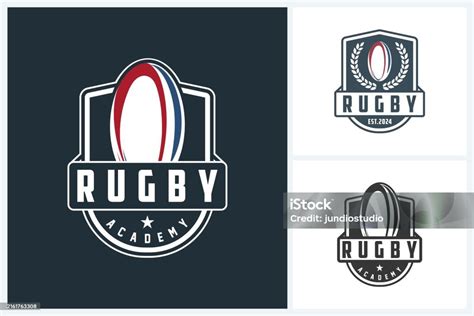 럭비 아이콘 스포츠 배지 벡터 일러스트 레이 션 럭비 클럽 아이콘 템플릿 엠블럼 스타일 럭비 상징 벡터 일러스트 레이 션
