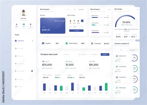 Ui Ux Infographic Dashboard Ui Design With Graphs Charts And Diagrams