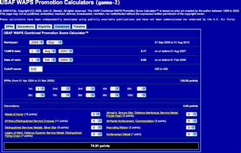 Usaf Waps Combined Promotion Score Calculator™ Usaf Waps Worksheets Library