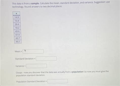 Solved This Data Is From A Sample Calculate The Mean