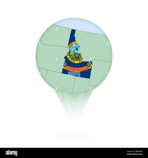 Idaho Map Stylish Location Icon With Idaho Map And Flag Green Pin