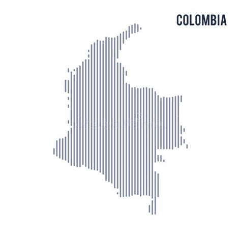 Vector Abstract Hatched Map Of Colombia With Vertical Lines Isolated On