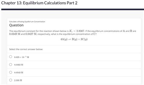 Solved Chapter Equilibrium Calculations Part Calculate Chegg