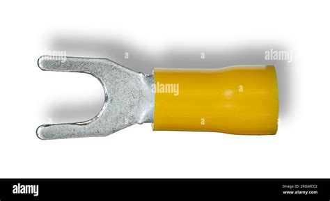 Fork Wire Connector Used For Attaching To A Component With A Drop Shadow Behind Stock Photo Alamy