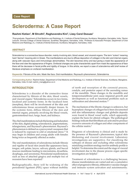 Pdf Scleroderma A Case Report