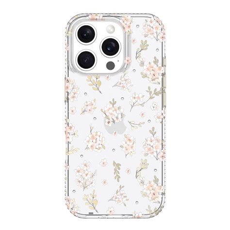 Onn Pink Floral Phone Case For Iphone 16 Pro With Gems Drop