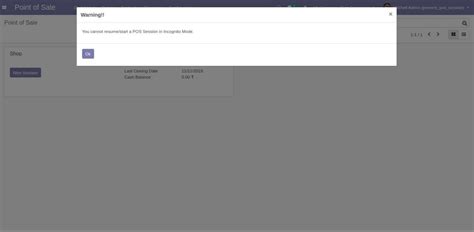 Odoo Prevent POS Session In Incognito Mode