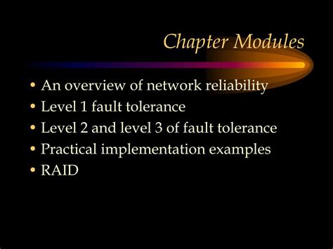 PPT CHAPTER Network Reliability Fault Tolerance And Other Issues PowerPoint Presentation ID