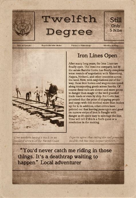 Oc A Newspaper I Created For My Forgotten Realms Inspired Game Rdnd