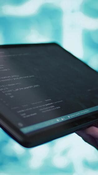 Vertical Software Developer With Tablet Programming Artificial Intelligence Computing Simulating