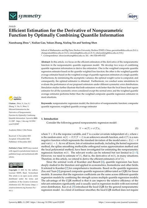 Pdf Efficient Estimation For The Derivative Of Nonparametric Function