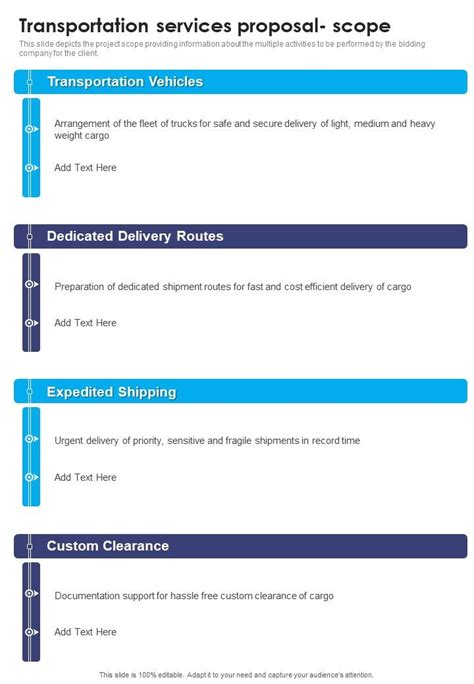 Transportation Services Proposal Scope One Pager Sample Example Document