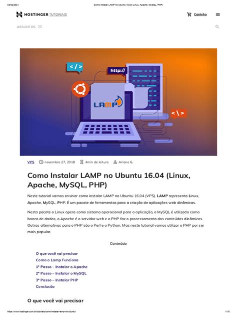Como Instalar Lamp No Ubuntu 1604 Linux Apache Mysql Php Pdf Arquitetura De