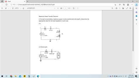 Solved Maximum Power Transfer Theorem For Each Circuits Chegg