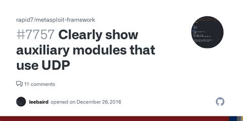 Clearly Show Auxiliary Modules That Use Udp · Issue 7757 · Rapid7