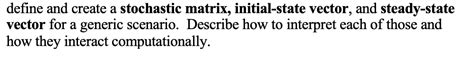 Solved Define And Create A Stochastic Matrix Initial State