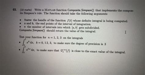 Solved 3 10 Marks Write A Matlab Function Composite