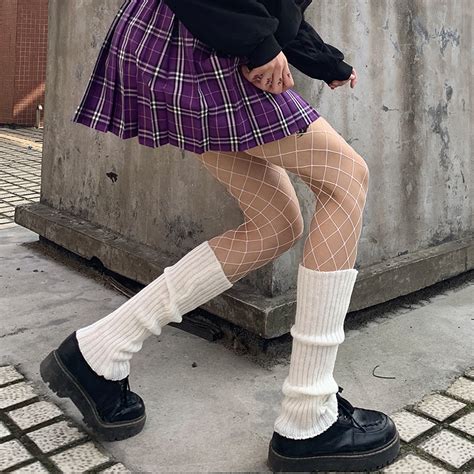 针织袜套jk白色袜子女小腿套秋冬堆堆袜辣妹长筒黑 阿里巴巴