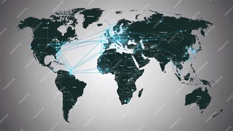 Stylized World Map Visualizing Global Connections And Data Flows
